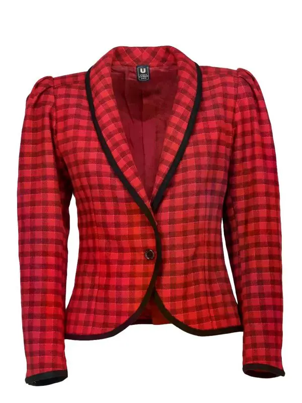 UNGARO Check Puff-sleeve Jacket - Red