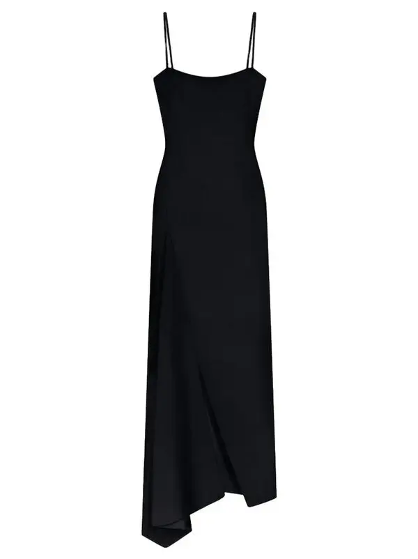 Givenchy Sliced Long Slashed Dress In Crepe Cady - Black