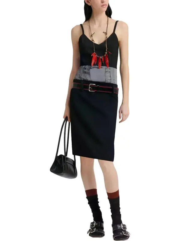 Marni Wool Dress With Satin Waist - Black