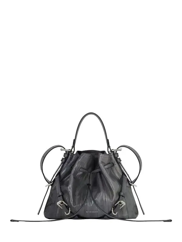 Givenchy Small Voyou Bucket Bag In Myxine Leather - Grey