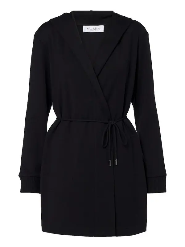 Max Mara Virgin Wool Wrap Coat - Black