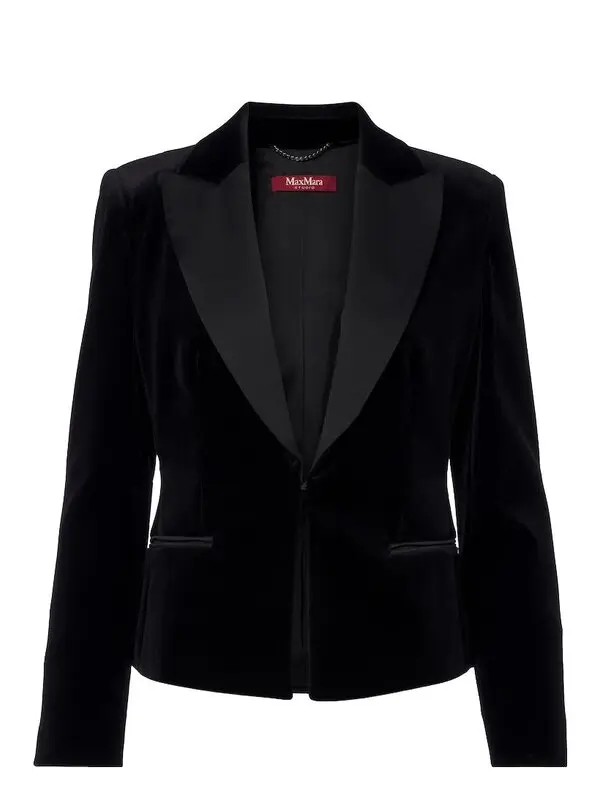 Max Mara Elegante Cotton Velvet Blazer - Black