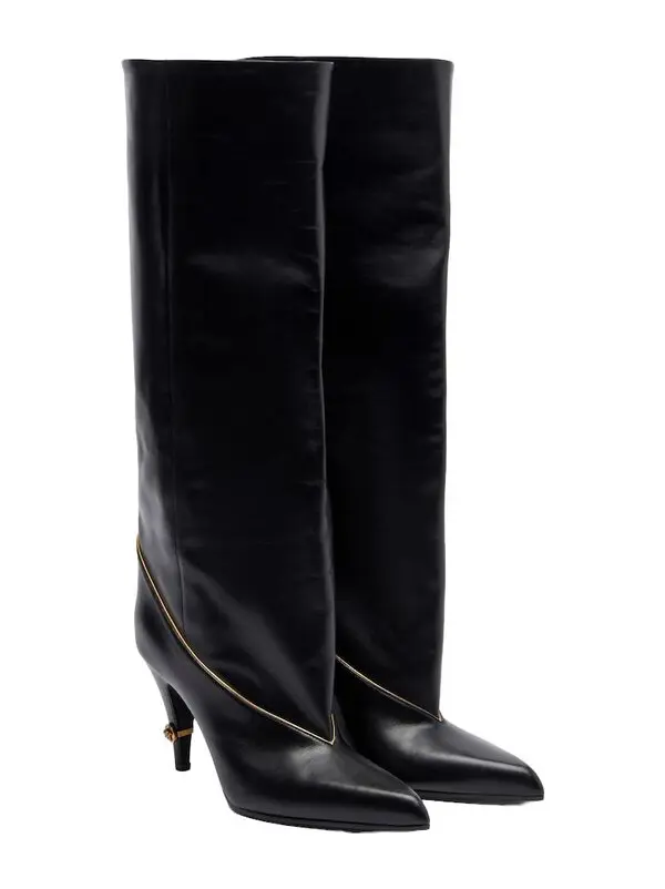 Versace Medusa Leather Mid-calf Boots - Black