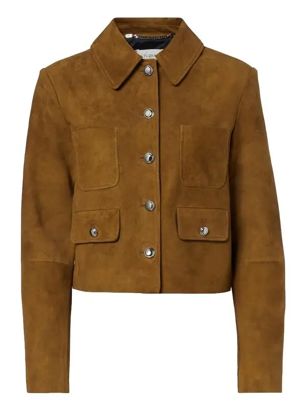 Altuzarra Astley Cropped Suede Jacket - Brown