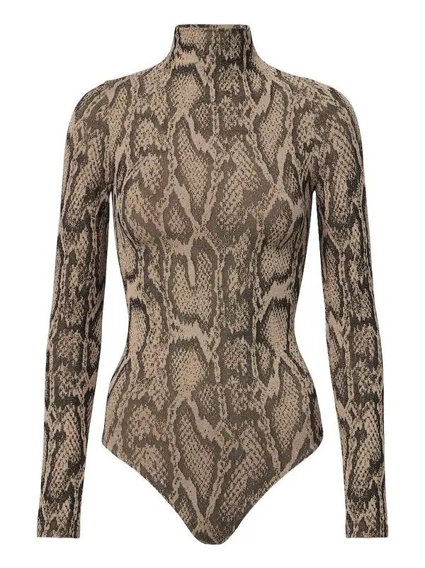 Wolford Snake-print Jacquard Bodysuit - Brown