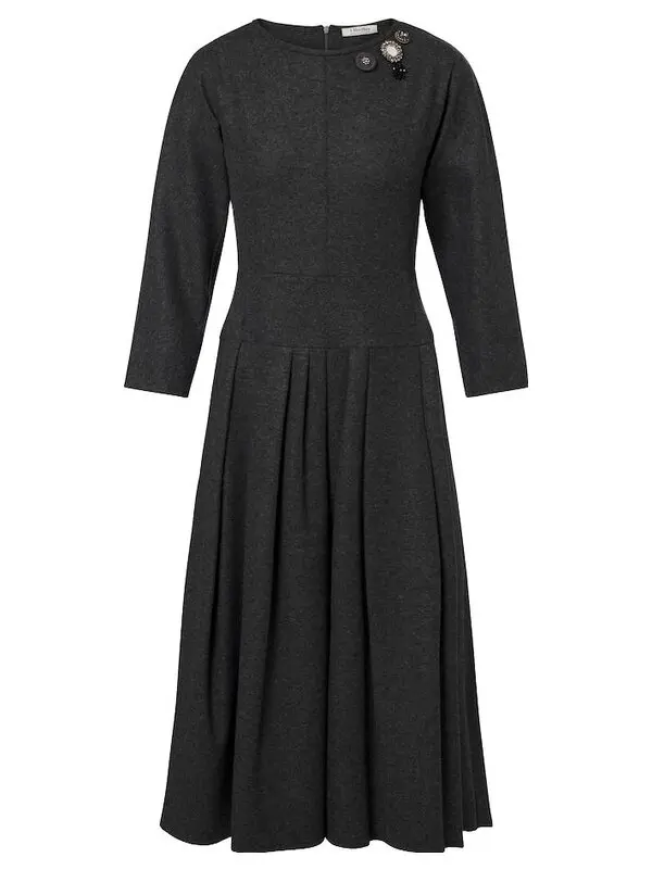 Max Mara Embellished Melange Maxi Dress - Grey