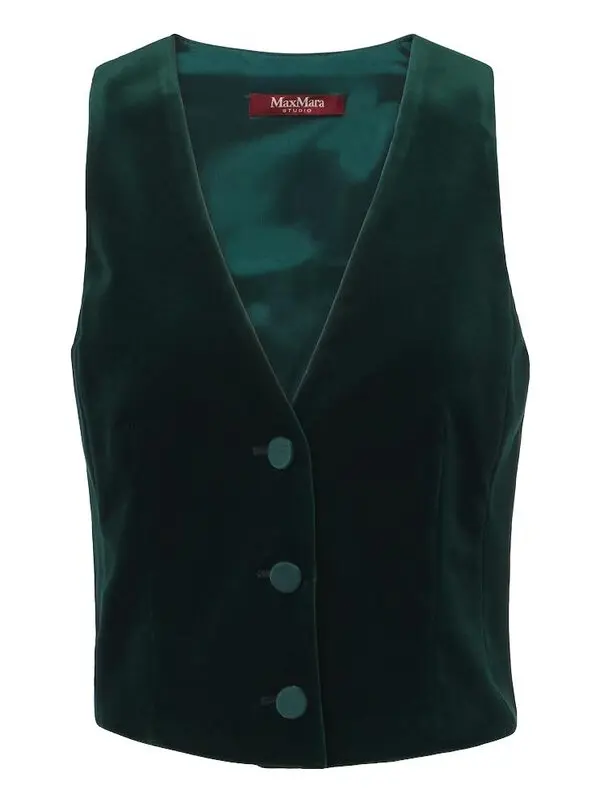Max Mara Elegante Cotton Velvet Vest - Green