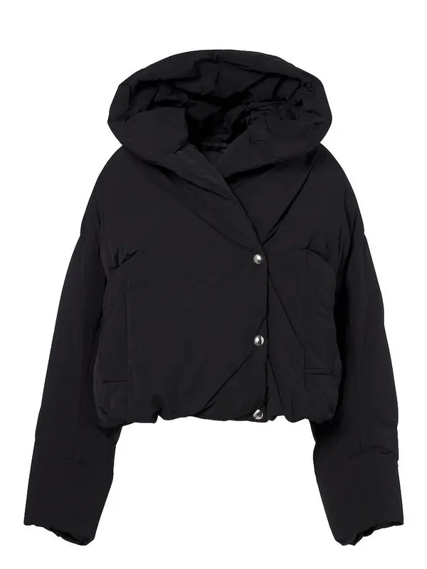 Sportmax Cropped Hooded Down Jacket - Black