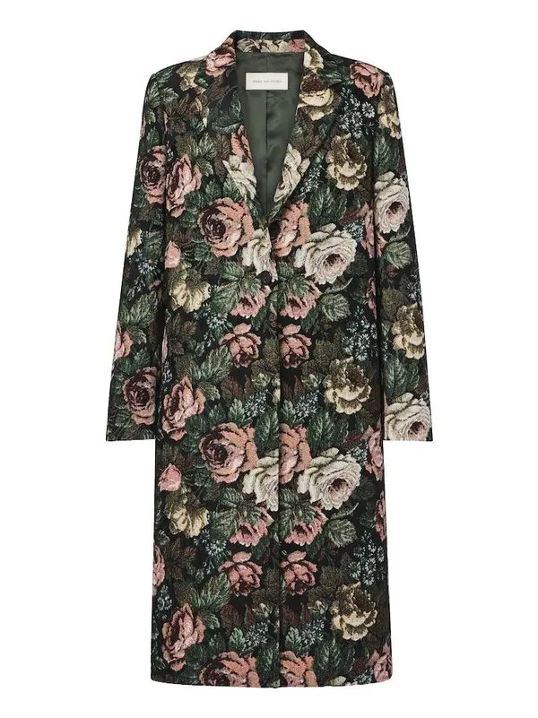 Dries Van Noten Floral Jacquard Coat - Multicoloured