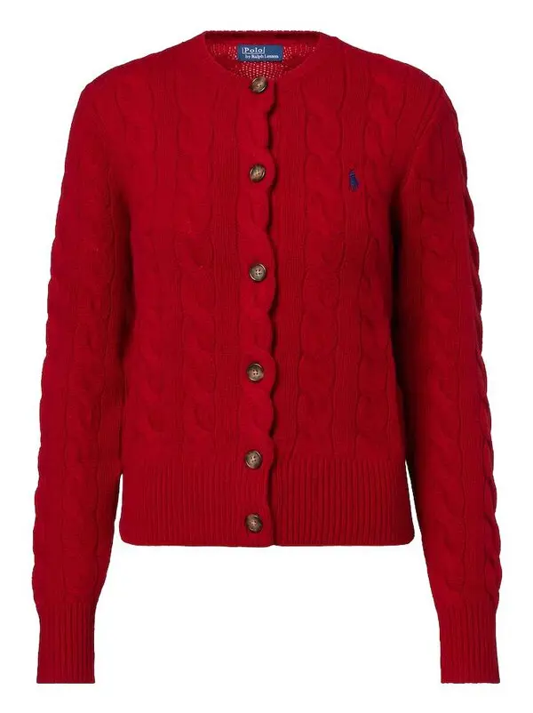 Polo Ralph Lauren Cable-knit Wool And Cashmere Cardigan - Red