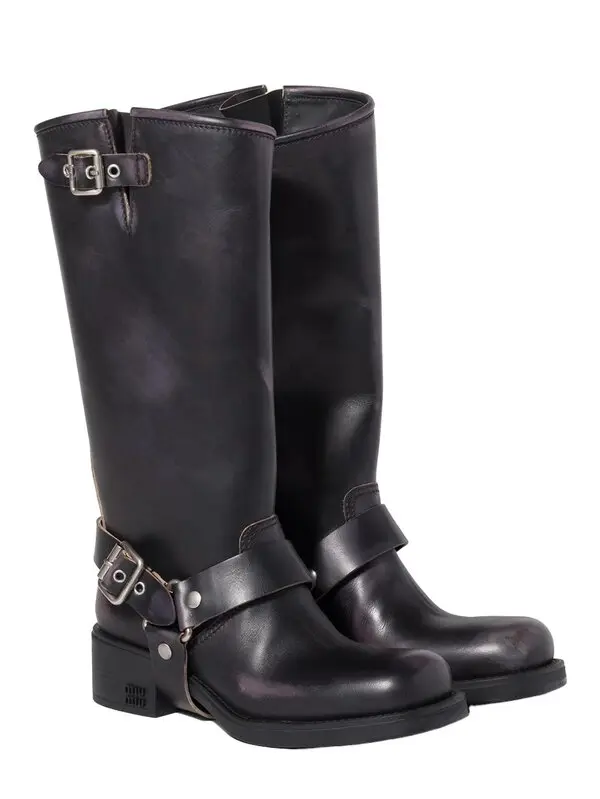 Miu Miu Leather Boots - Black