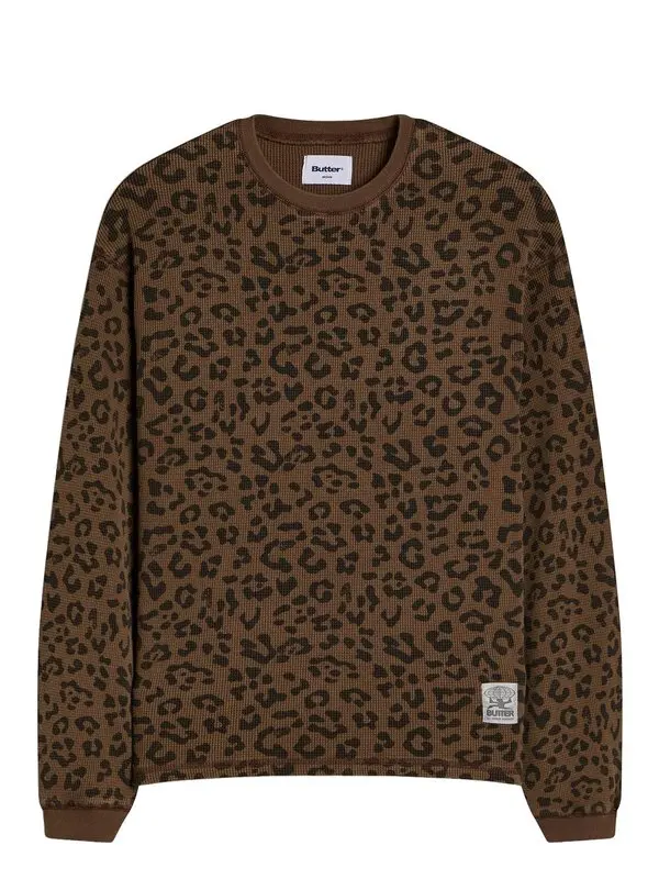 BUTTER GOODS Waffle Long Sleeve T-shirt - Leopard