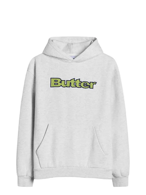 BUTTER GOODS Ripstop Logo Applique Hoodie - Ash