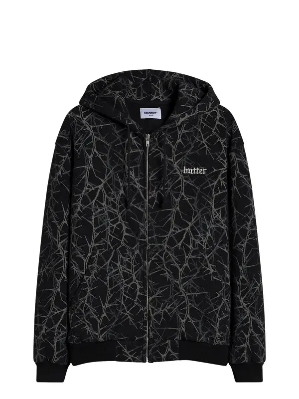 BUTTER GOODS Thorn Camo Waffle Zip Hoodie - Black