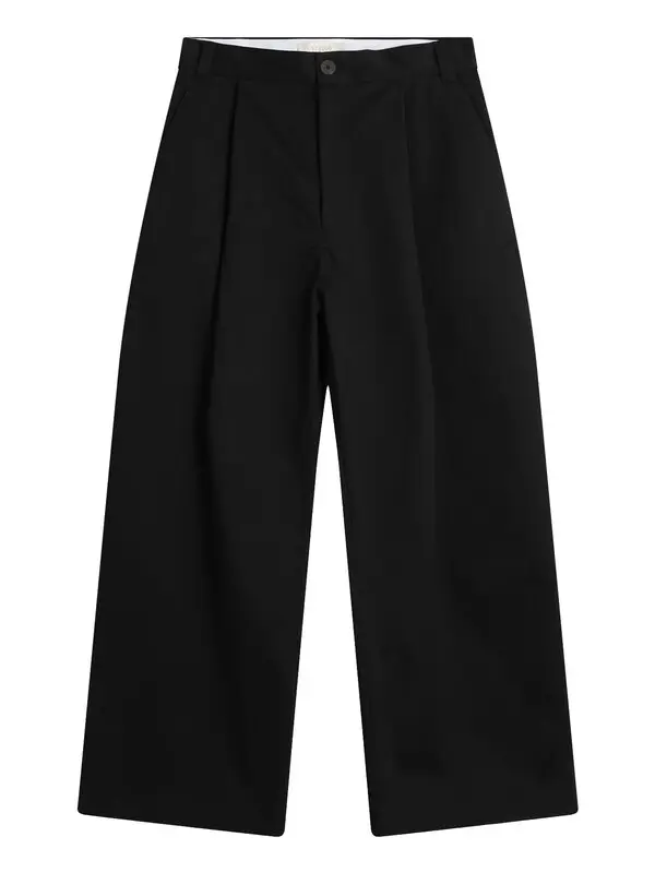 Studio Nicholson Sorte Peached Cotton Pleat Volume Pant - Black