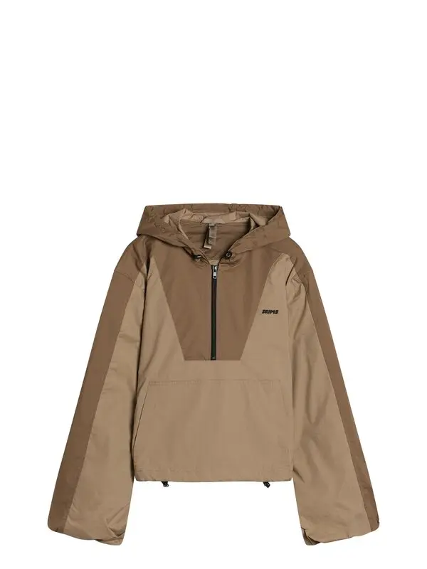 SKIMS Woven Cotton Half Zip Pullover - Desert