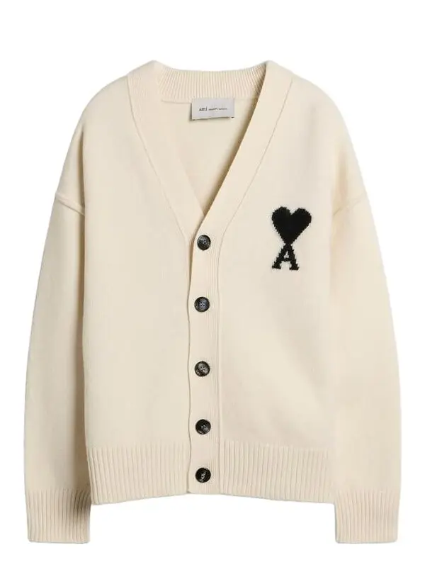 AMI Paris Contrasted Adc Cardigan - Nut/black