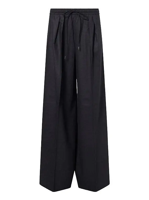 Max Mara Wide-leg Wool Trousers - Dark Grey