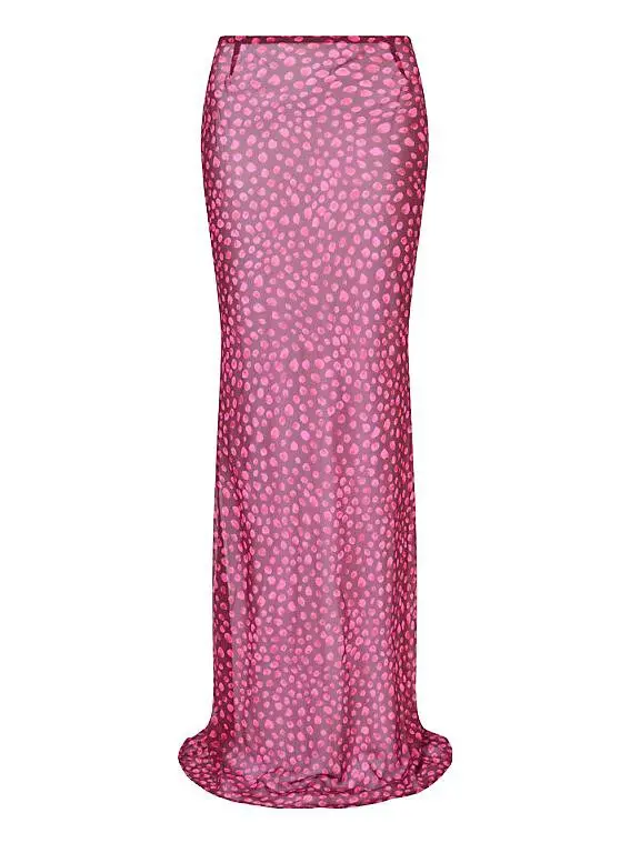 HYPHEN Polka-dot Print Sheer Maxi Skirt - Plum