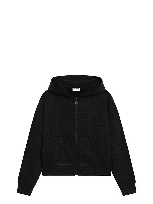 Zadig&Voltaire Swee Leopard-print Cotton-jersey Hoodie - Carbone