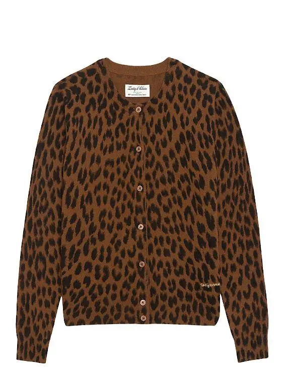 Zadig&Voltaire Missya Leopard-print Wool-blend Cardigan - Caramel