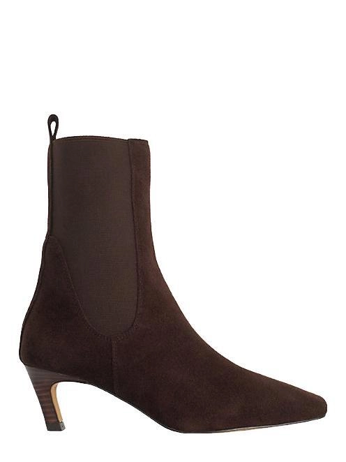 DUNE Odela Suede Heeled Ankle Boots - Brown Suede