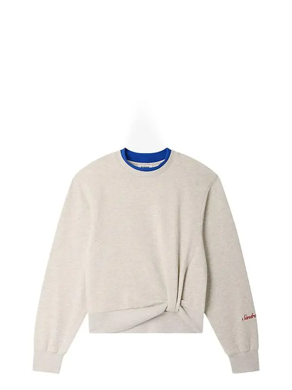 Sandro Knotted Two-in-one Cotton Sweatshirt - Light Grey