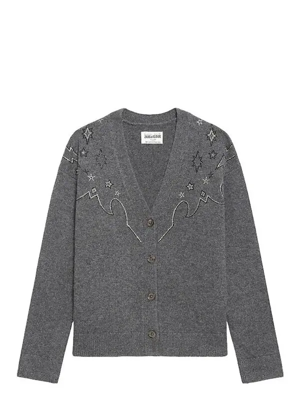 Zadig&Voltaire Mirkaz Rhinestone-embellished Cashmere Cardigan - Anthracite