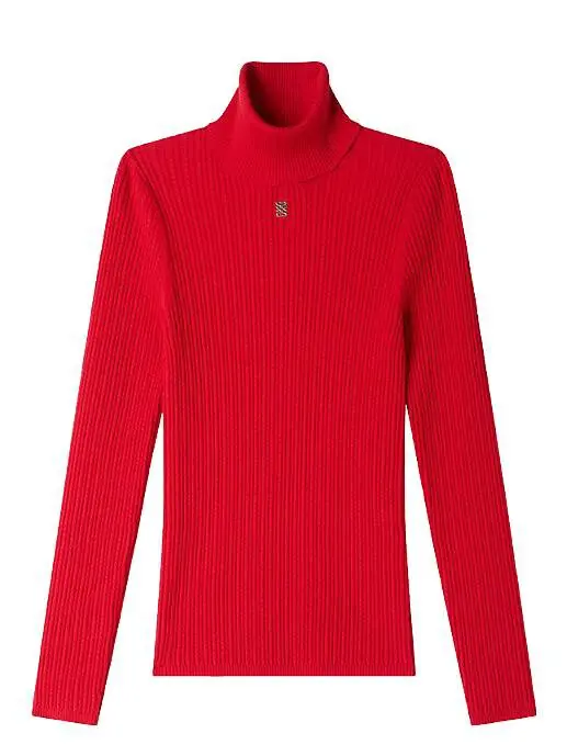 Sandro Rollneck Cable-knit Wool-blend Jumper - Red