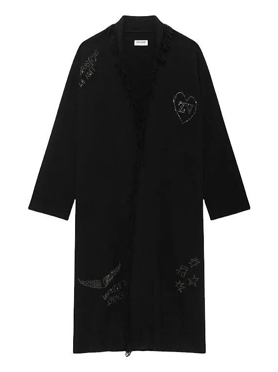 Zadig&Voltaire Camy Rhinestone-embellished Wool-blend Coat - Black