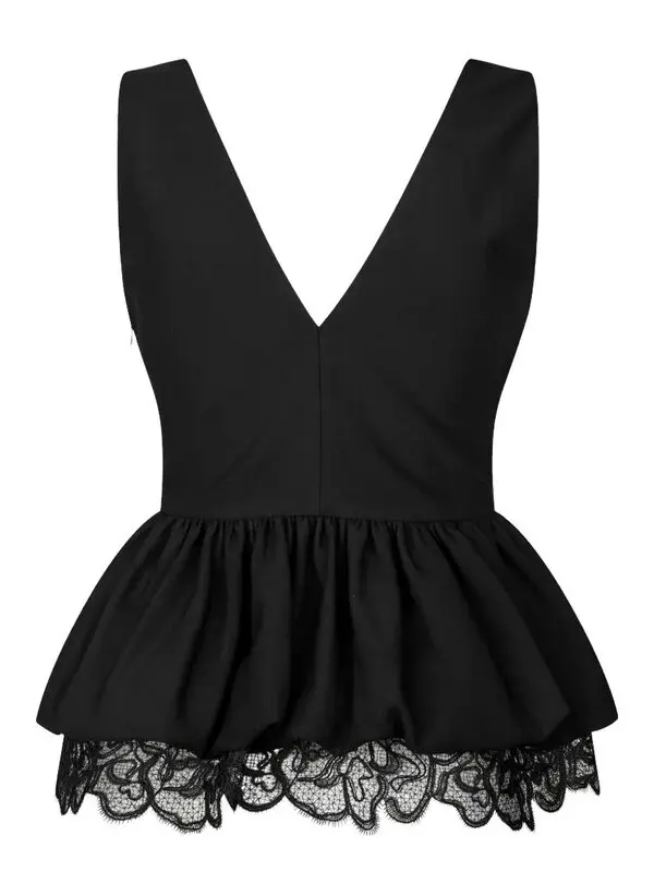 ROTATE BY BIRGER CHRISTENSEN V-neck Peplum Blouse - Black