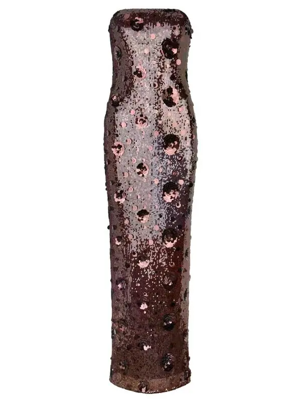 ROTATE BY BIRGER CHRISTENSEN Sequins Tube Maxi Dress - Brown
