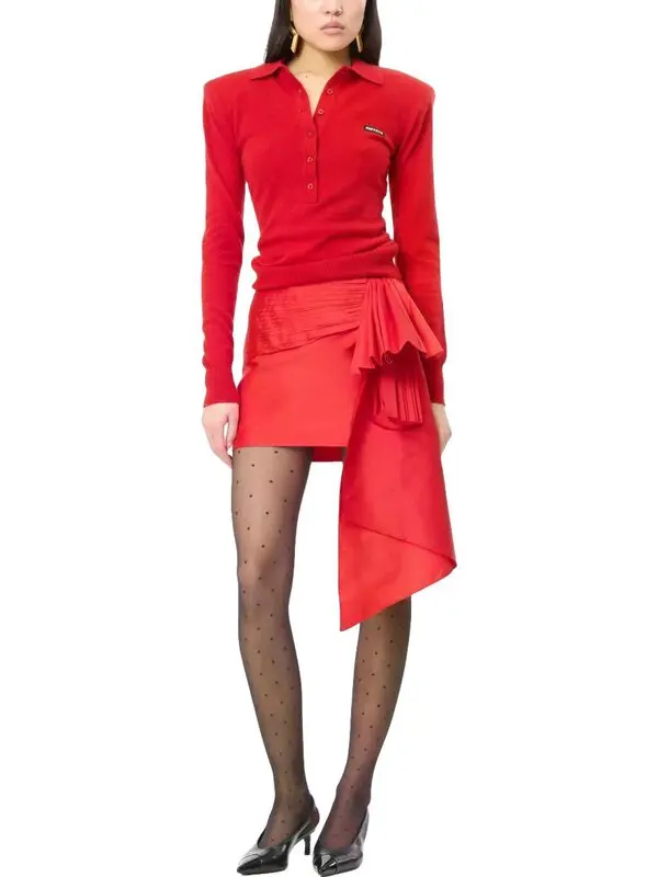ROTATE BY BIRGER CHRISTENSEN Wool Longleeve Polo - Red
