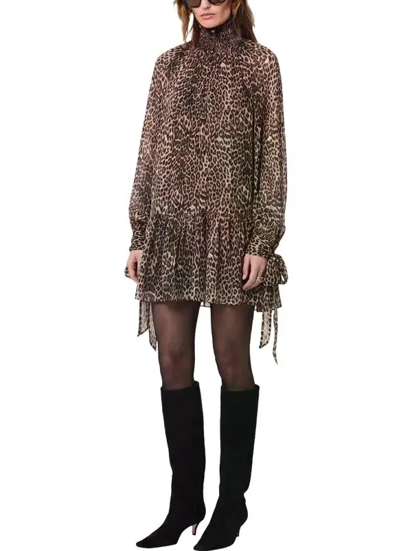 NICHOLAS Leopard-print Mini Dress - Brown