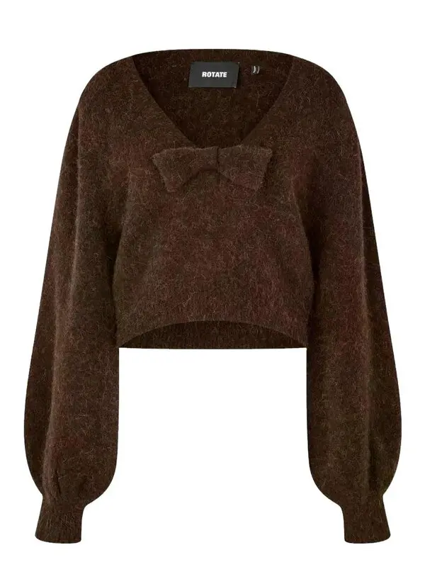 ROTATE BY BIRGER CHRISTENSEN Bow Knit Sweater - Brown