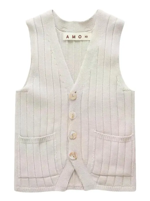 AMO Marlowe Ribbed-knit Cardigan - Neutrals