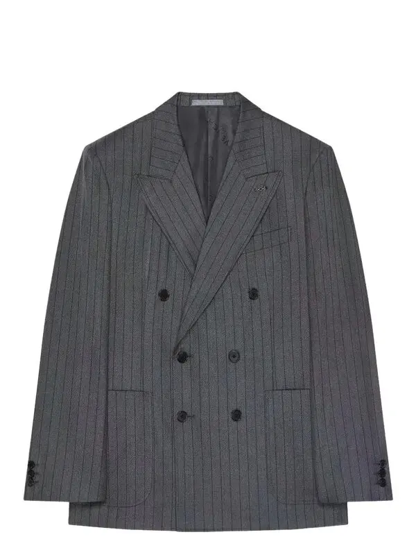 Givenchy Double-breasted Fitted Striped Jacket In Wool - Grey