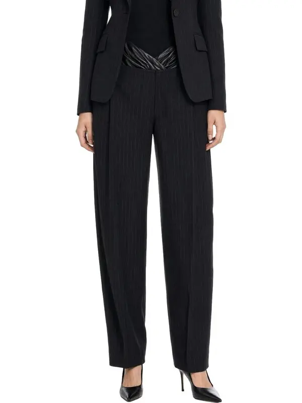 Andamane Pinstriped Wide-leg Trousers In Wool And Cotton Blend - Black