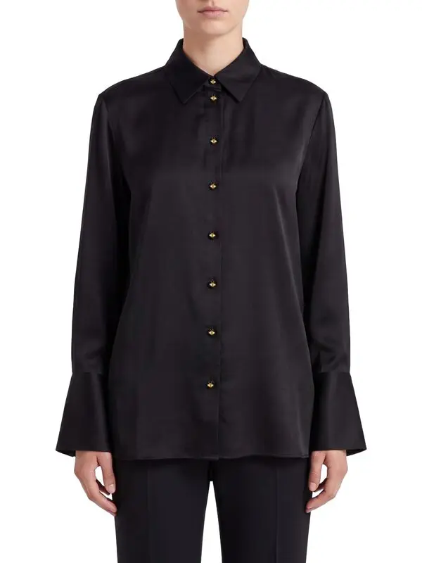 Zimmermann Long-sleeved Silk Shirt With Flared Cuffs - Black