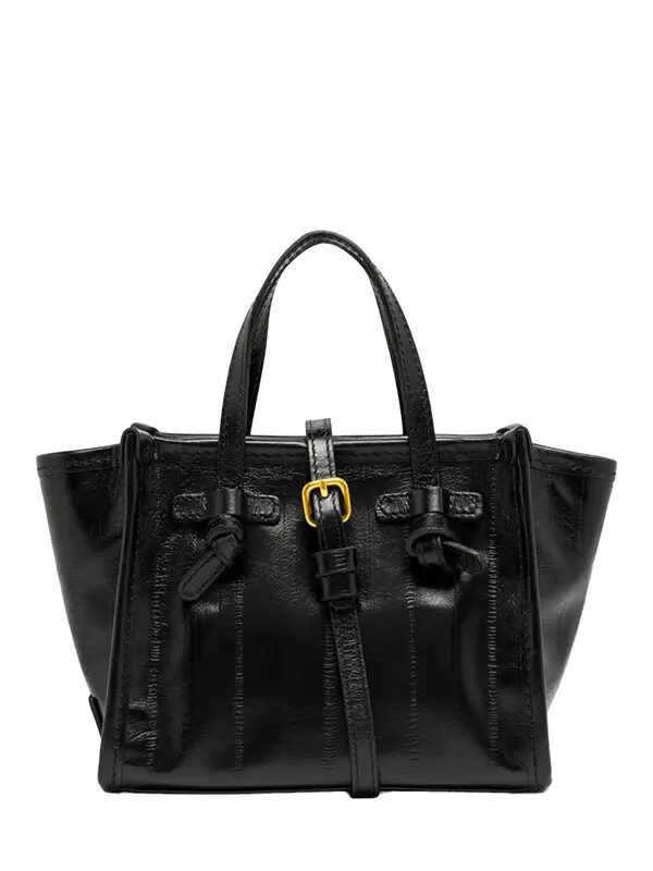 GIANNI CHIARINI Miss Marcella Mini Leather Handbag With Shoulder Strap - Black