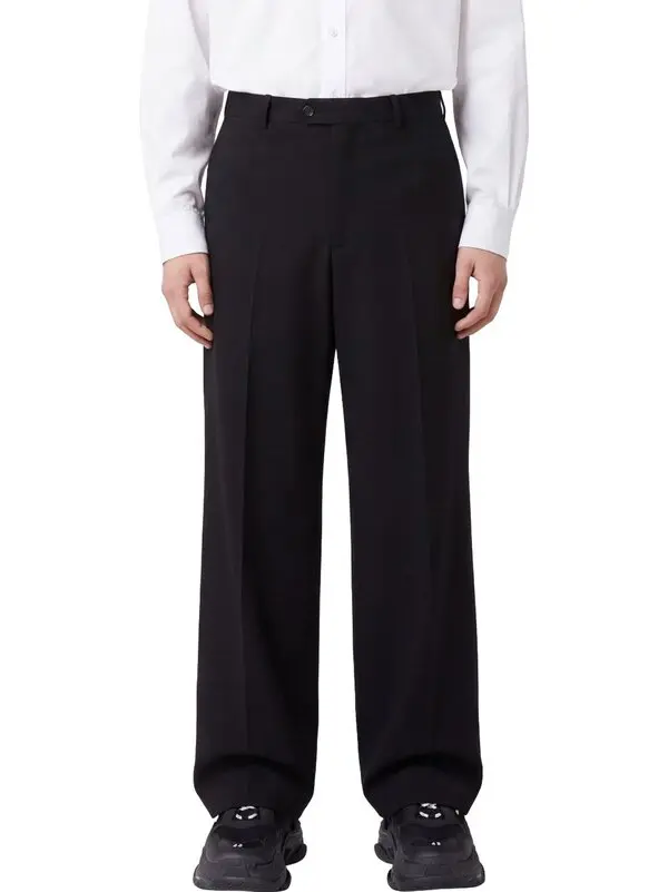 Balenciaga Wide-leg Tailored Twill Trousers With An Off-center Closure - Black