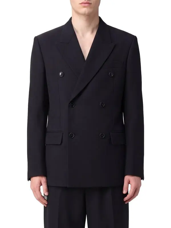 Balenciaga Double-breasted Wool Blazer With Classic Lapels - Black