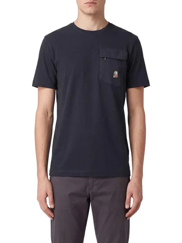PARAJUMPERS Crewneck Cotton T-shirt With Zipped Patch Pocket - Black