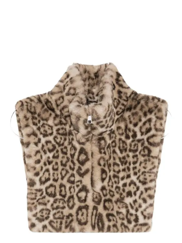 Apparis High-neck Snood In Animal Print Faux Fur With Zip Closure - Multicolor