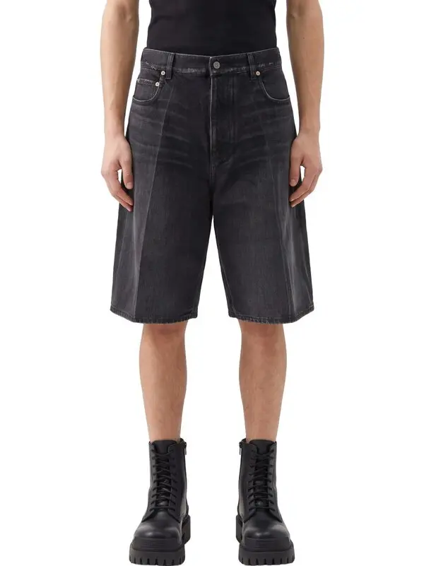Balenciaga 5-pocket Regular Fit Cotton Denim Shorts - Black