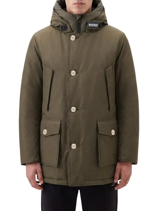 Woolrich Arctic Technical Fabric Parka With Padded Hood - Green