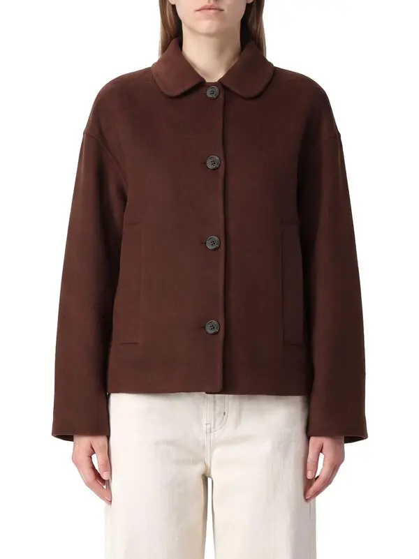 Marni Single-breasted Short Wool Coat With Classic Collar - Cocoa