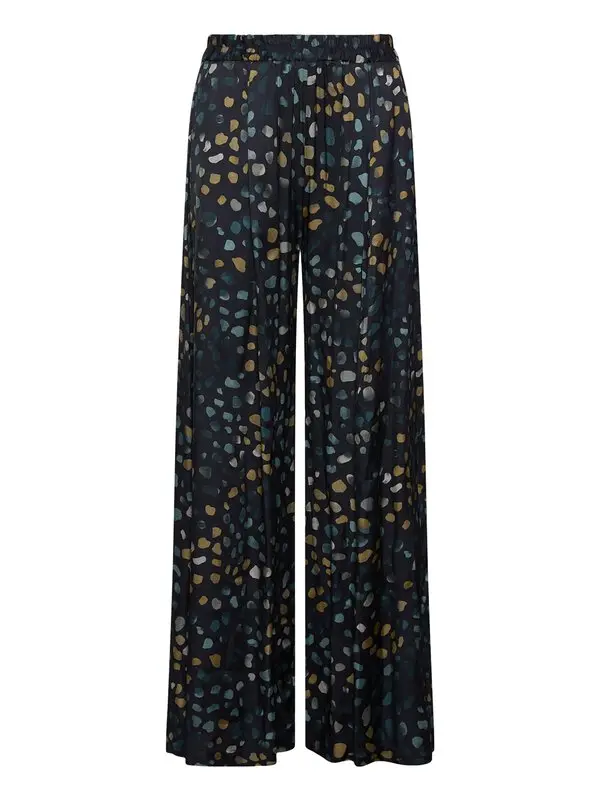 Marella Twill Printed Trousers - Navy