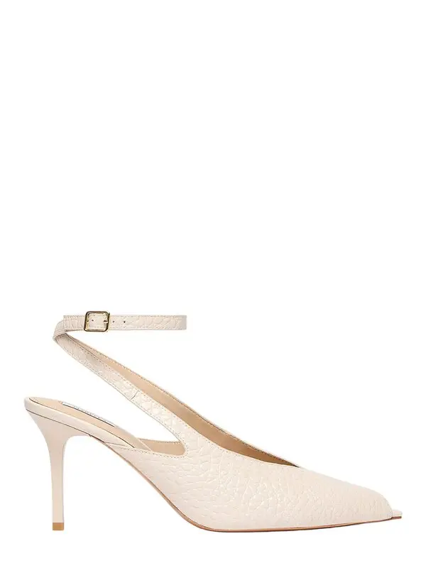 Marella Leather Croc-embossed Slingback Heels 80 - Ivory