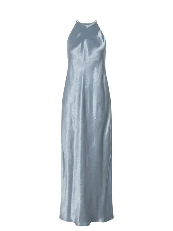 Marella Satin Halterneck Maxi Dress - Blue